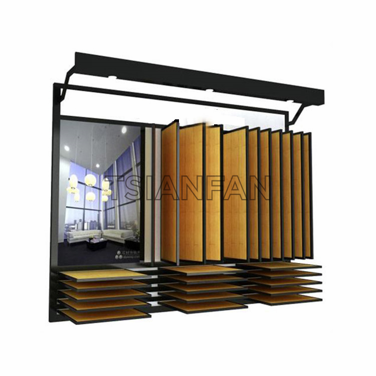 wood flooring display holder，display cabinet，metal show cabinet